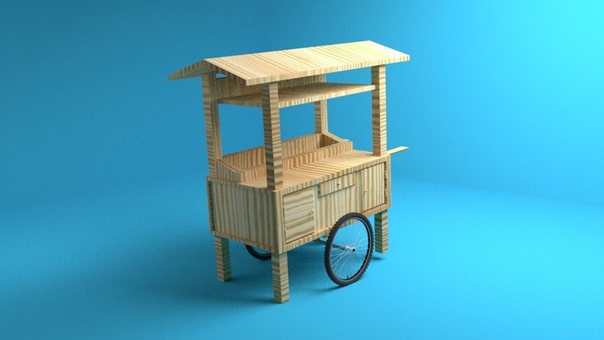 3D model Gerobak - Traditional Wagon VR / AR / low-poly | CGTrader