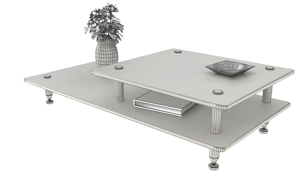 Double glass center table 3D model rigged | CGTrader