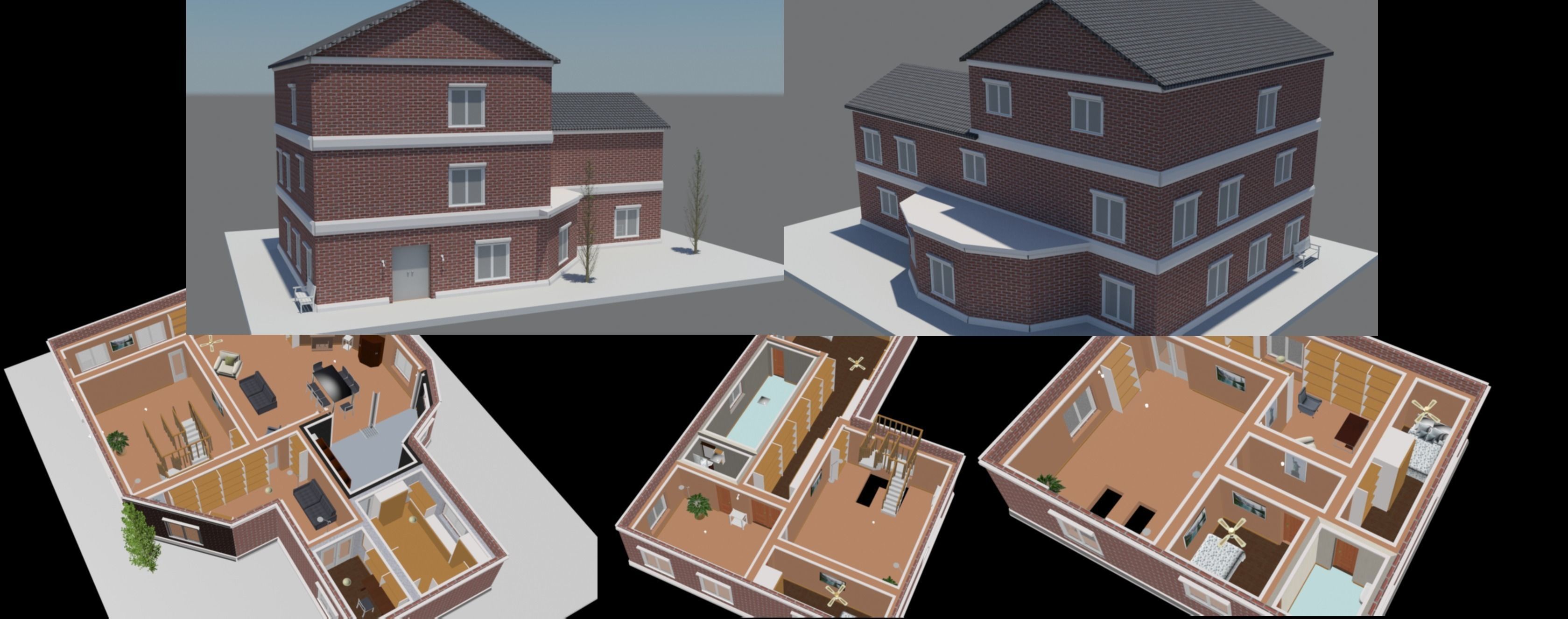 Three Stories Large Detached House Model 1 3D model | CGTrader