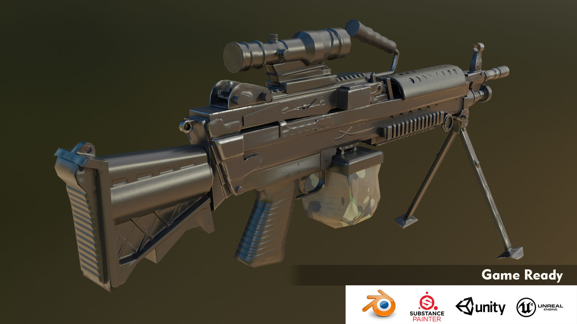 3D model Gun Machine M249 VR / AR / low-poly | CGTrader