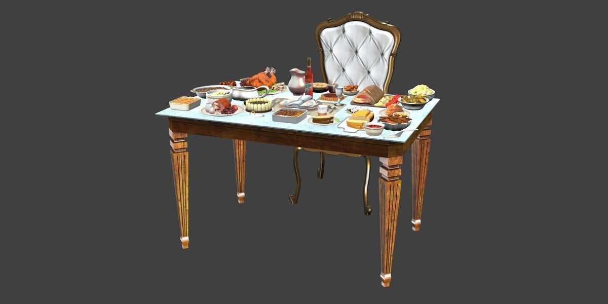 Table Full Of Foods 3D model | CGTrader