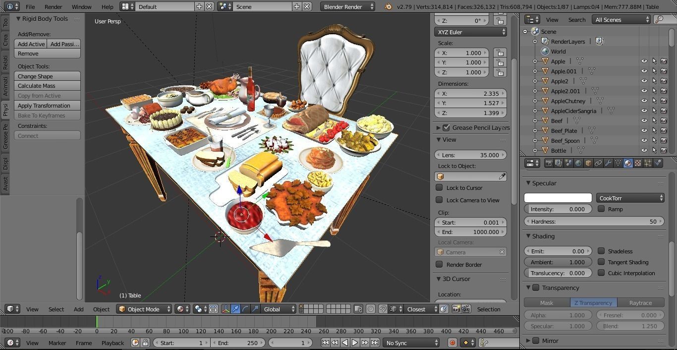 Table Full Of Foods 3D model | CGTrader