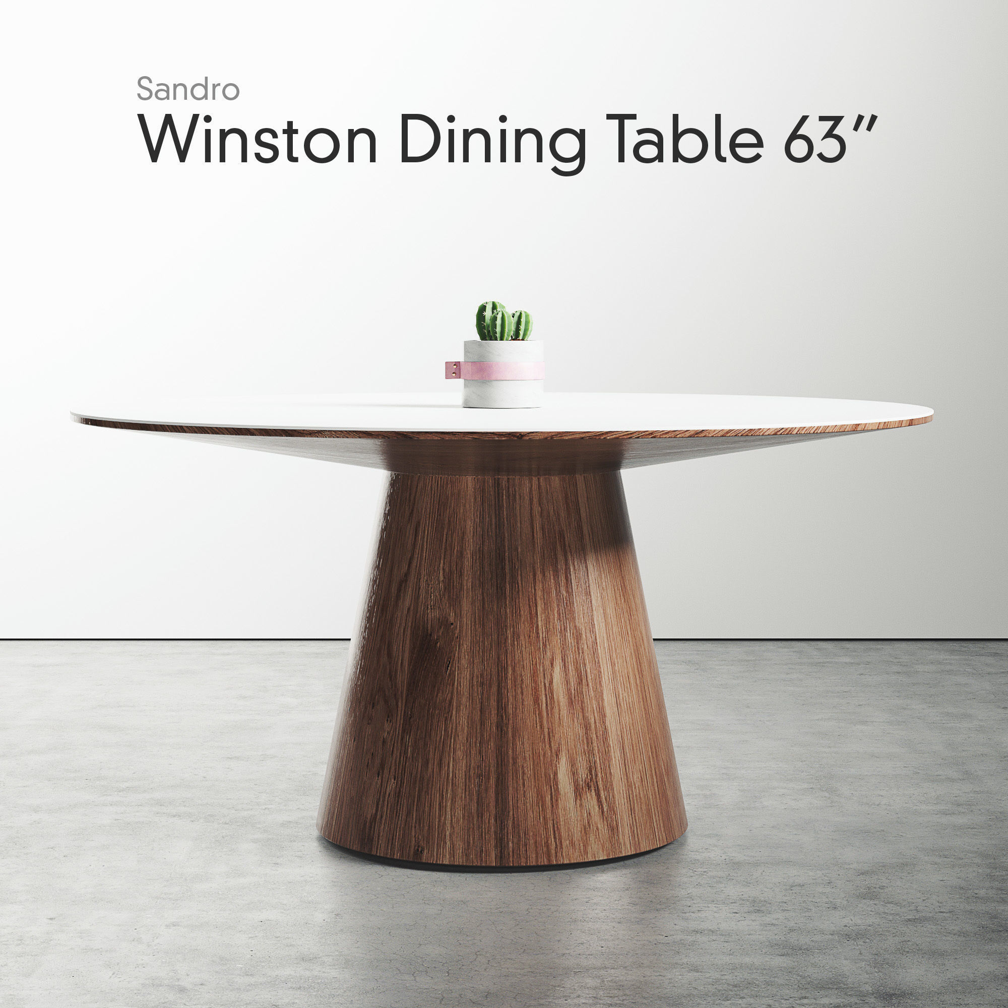 Winston Dining Table Sandro Veneer 63 inch 160 cm 3D model | CGTrader