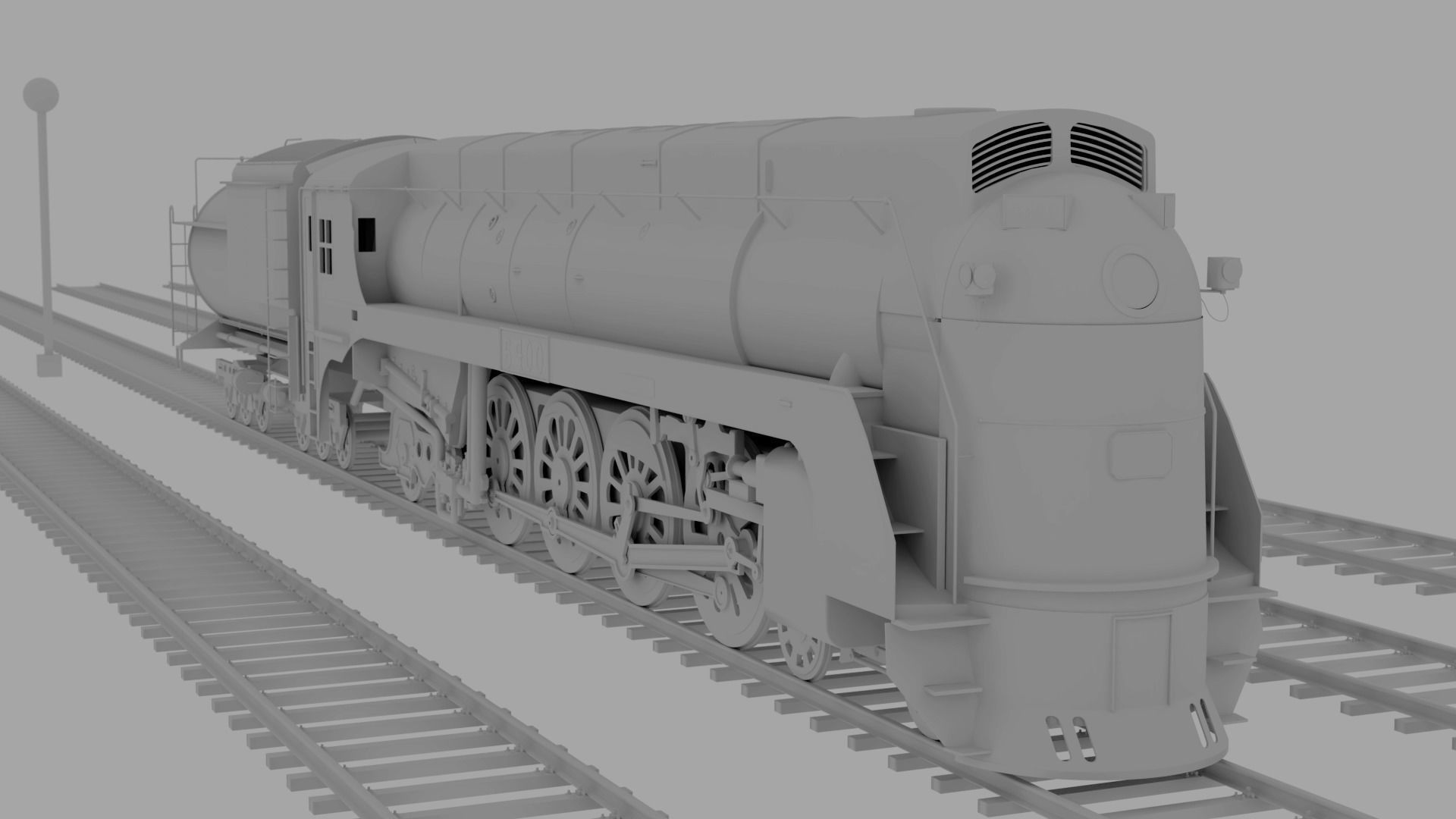 Streamlined Steam Locomotive and Tender - Vintage Train 3D model | CGTrader