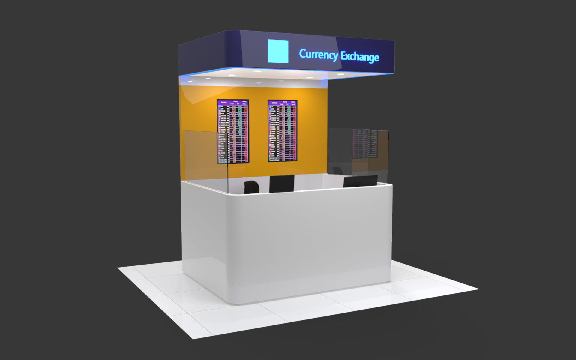 Currency exchange kiosk 3D model | CGTrader