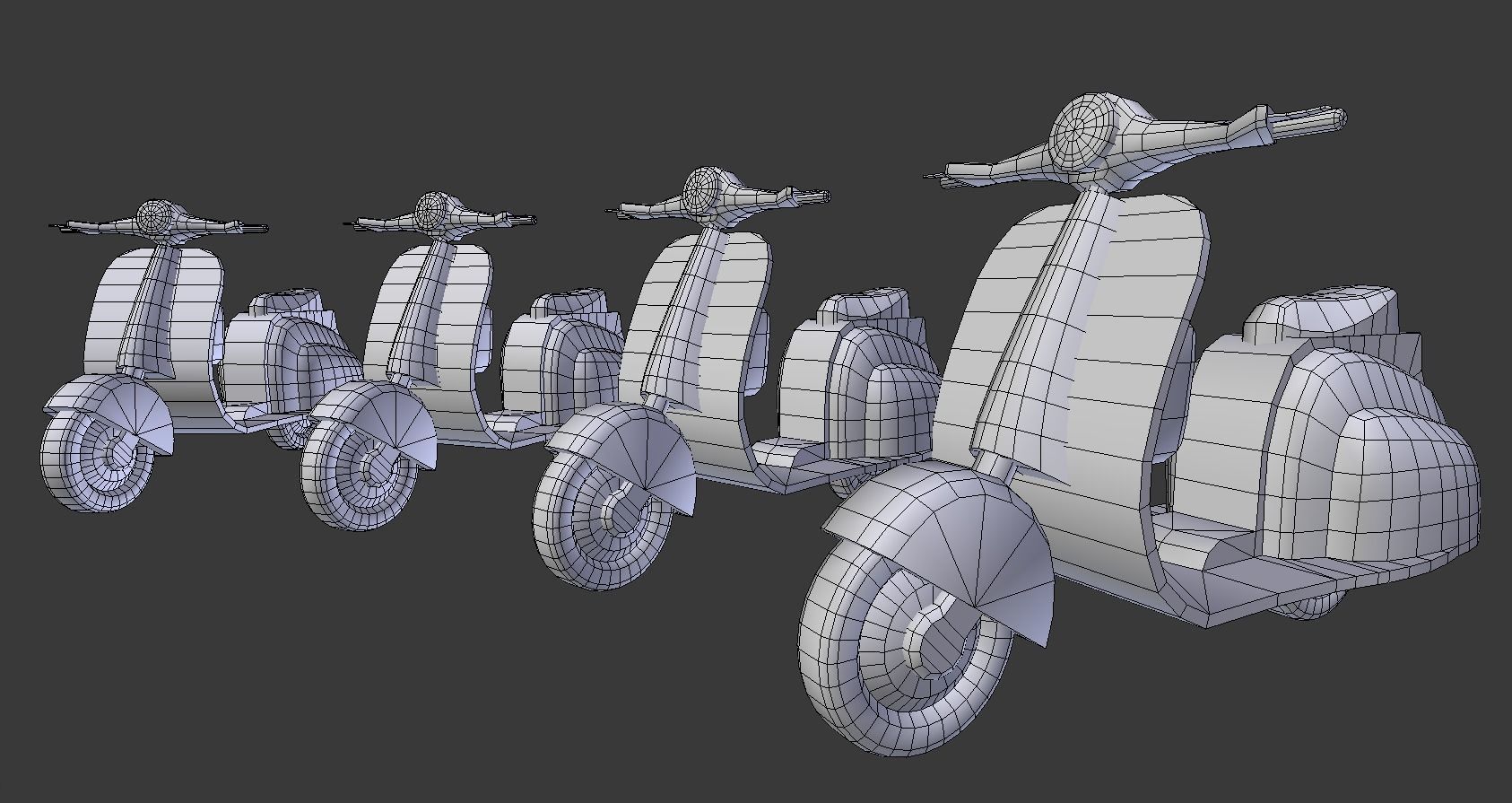 3D model Cartoon scooter moped with animation VR / AR / low-poly rigged ...