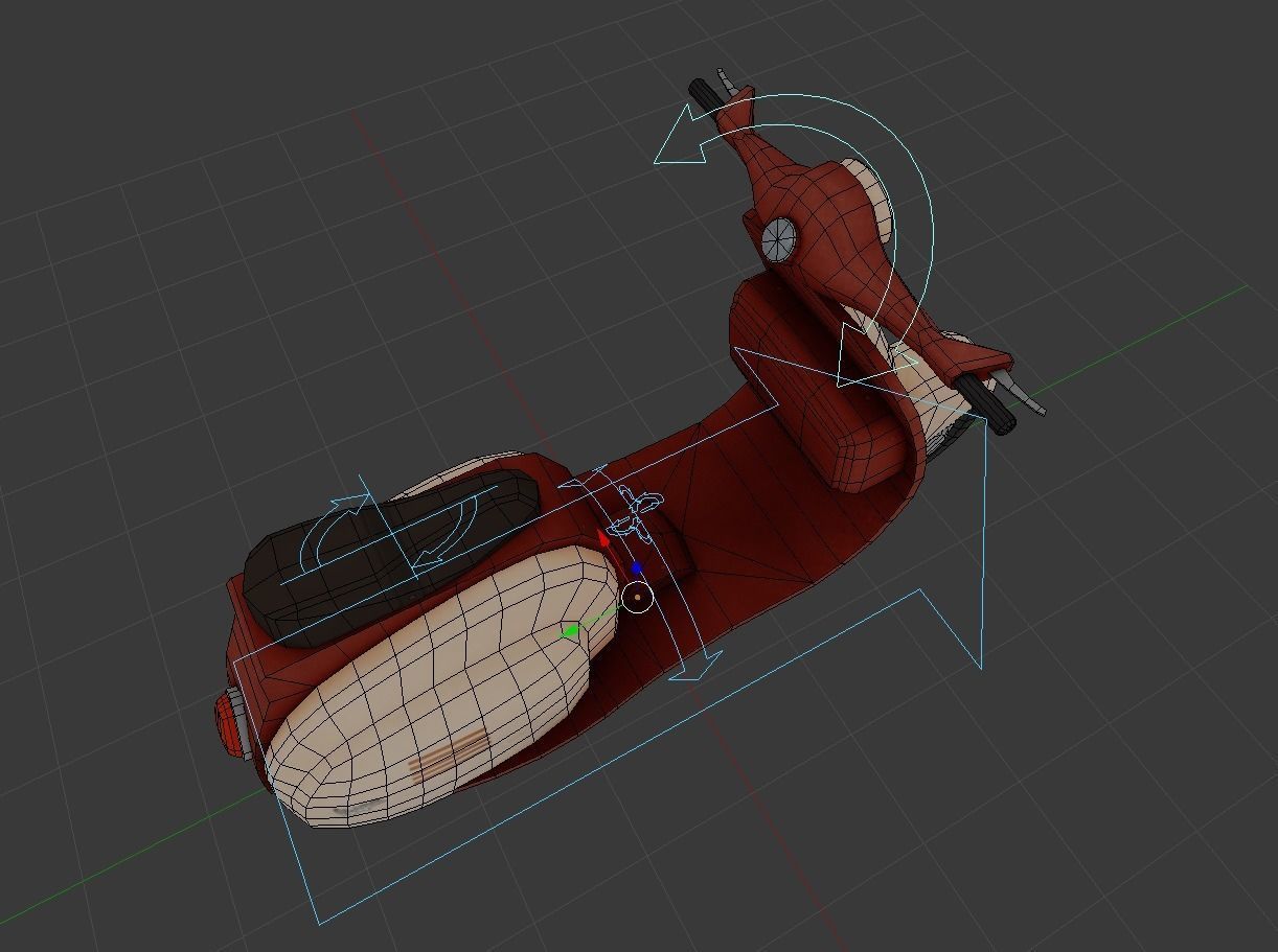 3D model Cartoon scooter moped with animation VR / AR / low-poly rigged ...