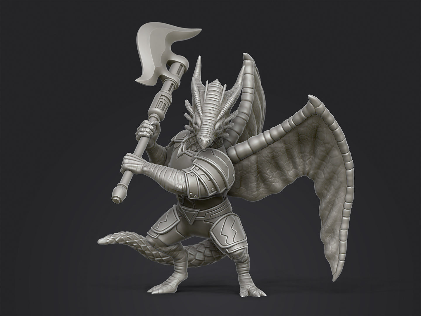 SciFi Dragonkin Miniature 3D model 3D printable | CGTrader