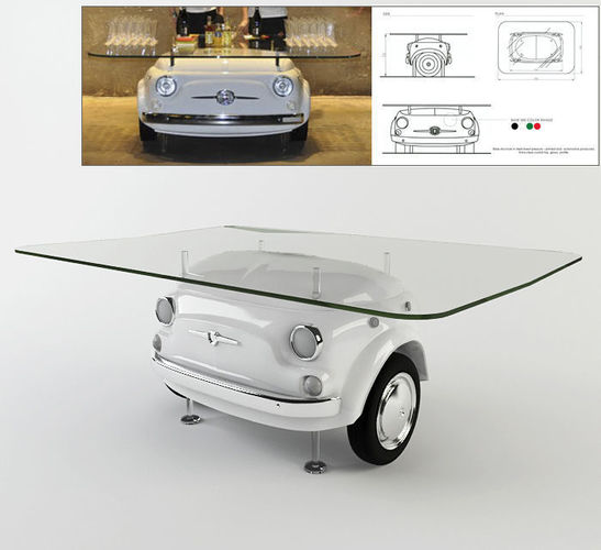 fiat500 picnic table 3D model | CGTrader