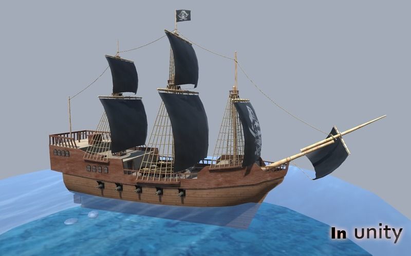 3D model Animated Pirate Ship AR VR Unity 3dsmax VR / AR / low-poly ...