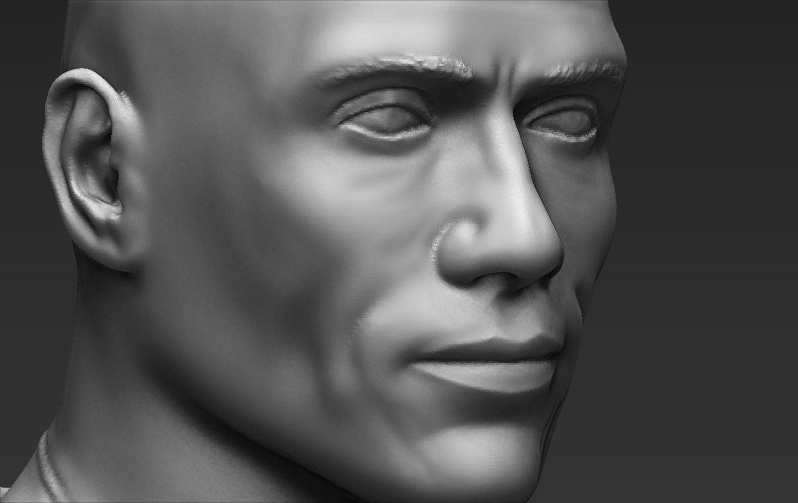 Dwayne Rock Johnson bust 3D printing ready stl obj formats 3D model 3D ...