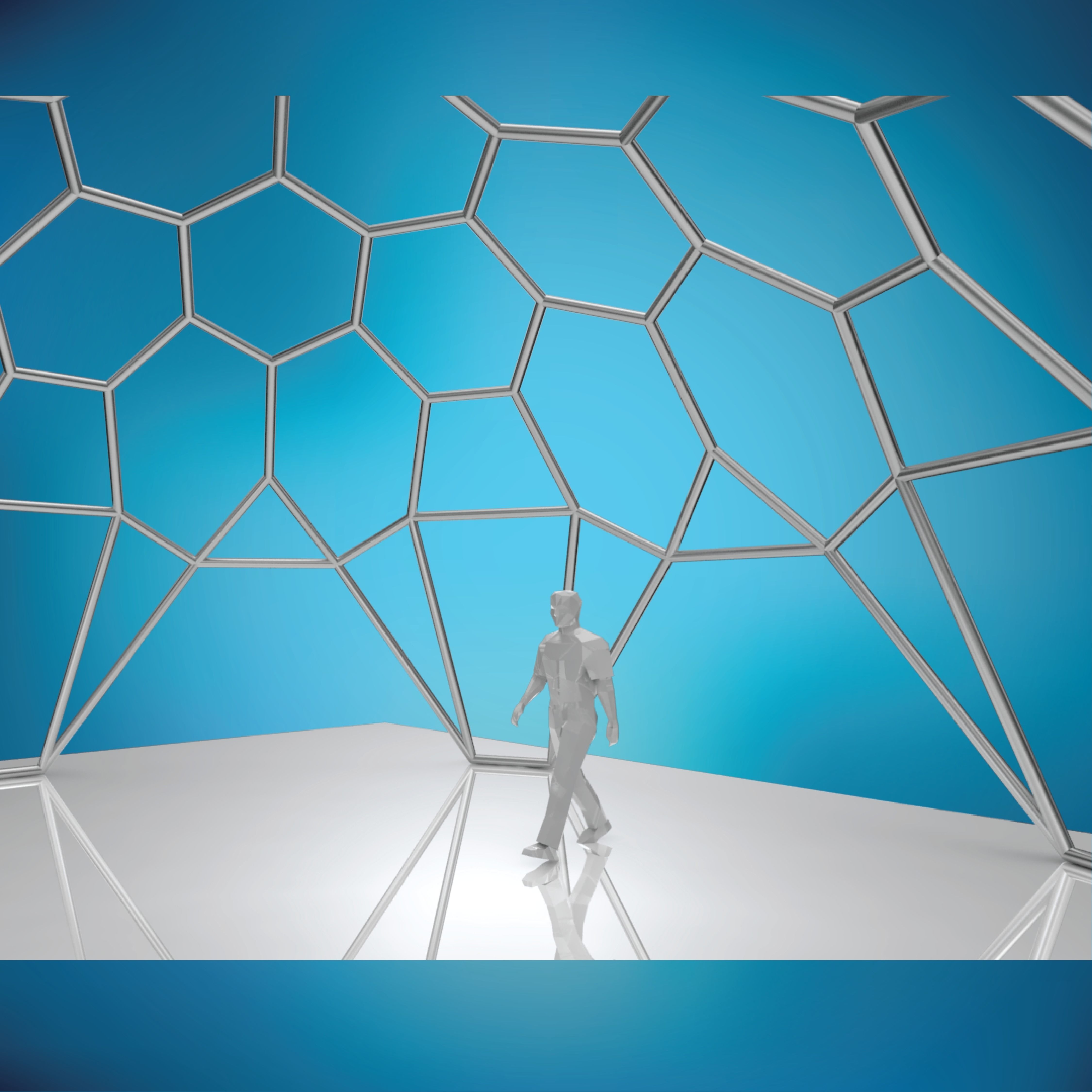 hexadome hexagonal dome with glass and wire frame structure 3D model ...