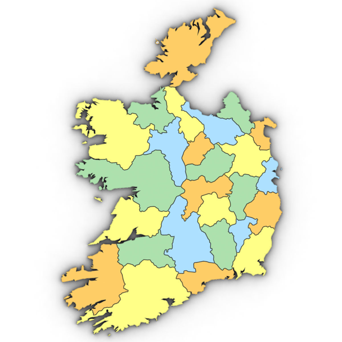 3d Political Map of Ireland 3D model | CGTrader
