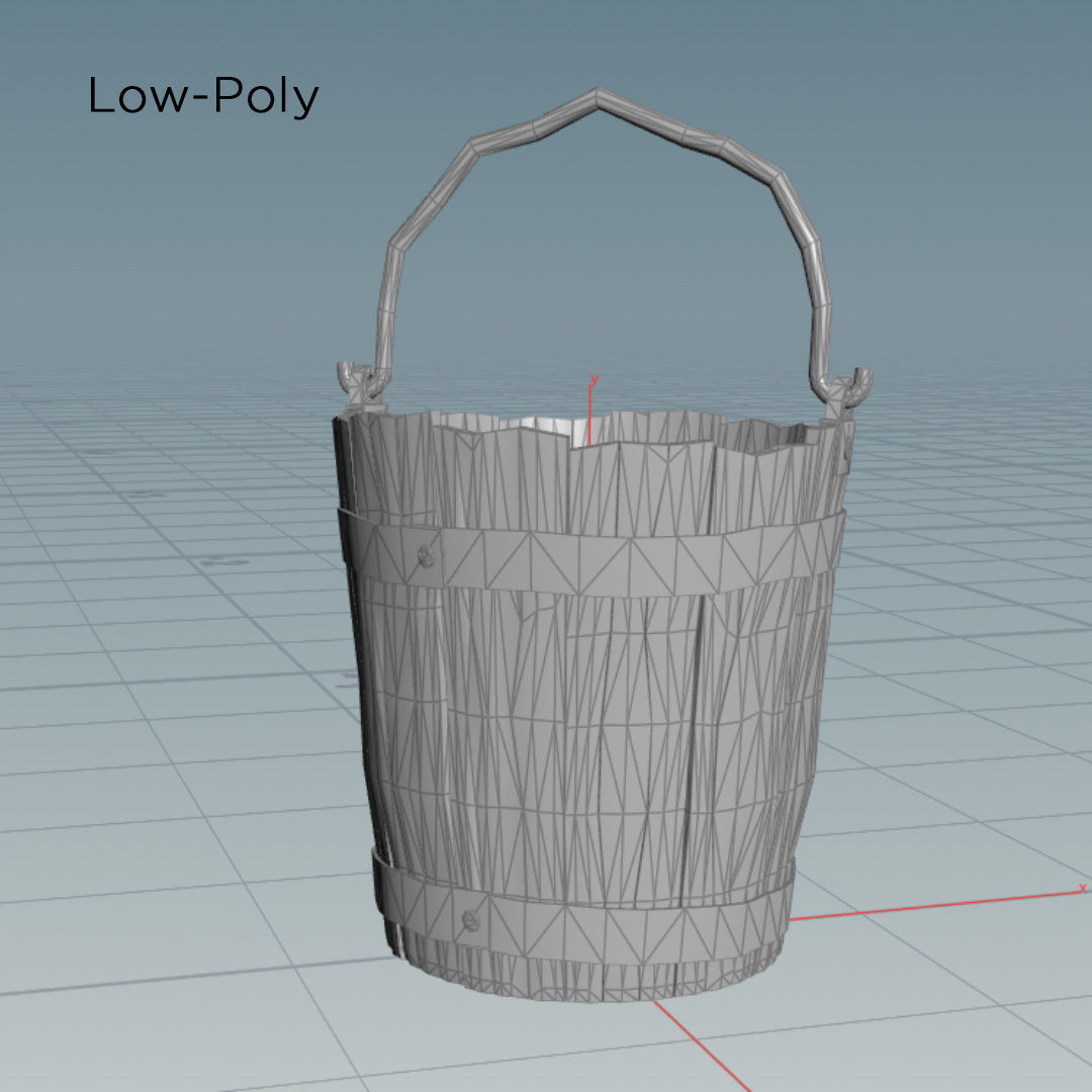 3D model Realistic Wooden Aged Medieval Bucket VR / AR / low-poly ...