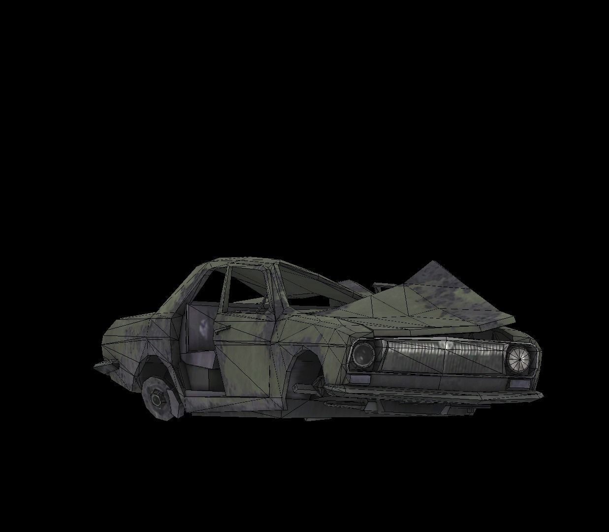Low Poly Wrecked Car Game Ready free VR / AR / low-poly 3D model | CGTrader