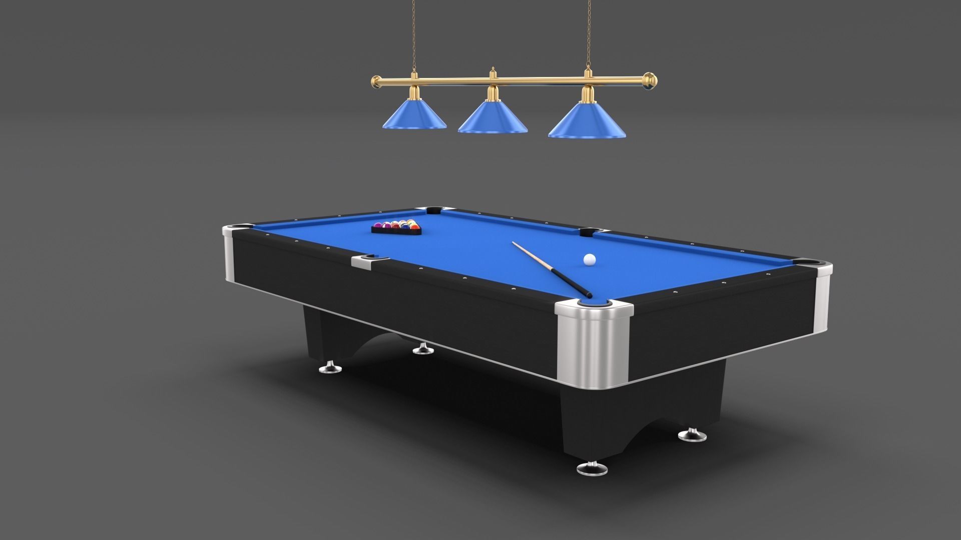8 Ball Pool Table Setting Blue 3D model | CGTrader