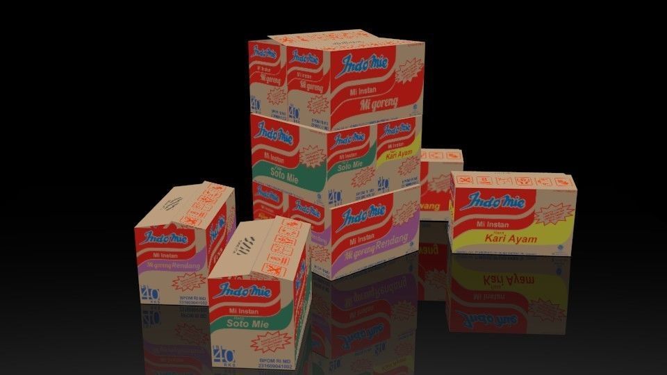 3D model Indomie Noodle Box Package Collection 3D model VR / AR / low ...
