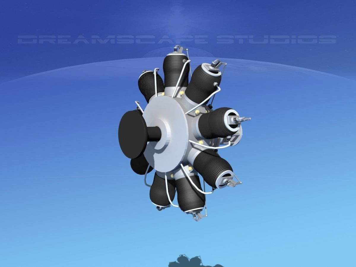 Rotary Aircraft Engine 3D model rigged | CGTrader