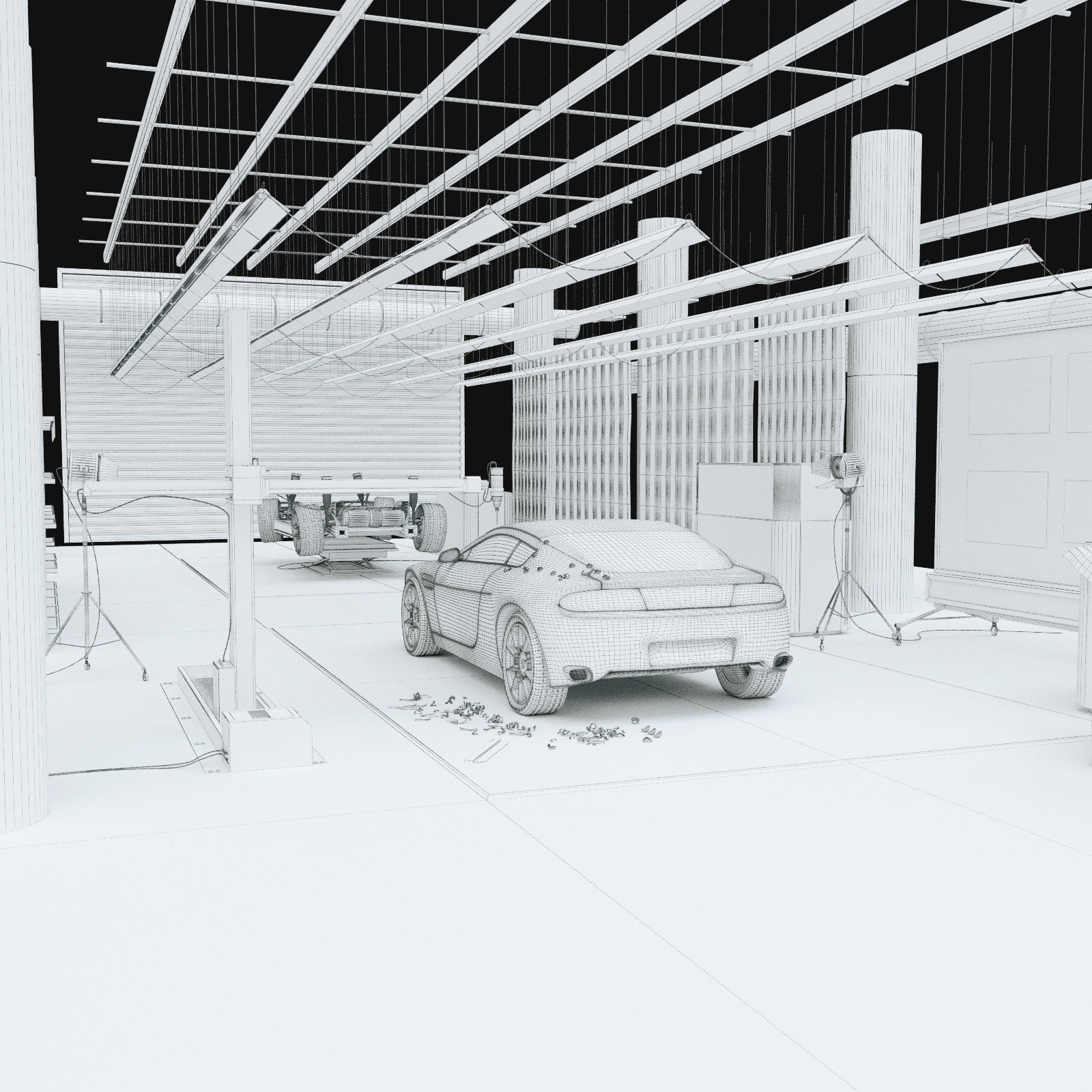 Car design scene 3D model | CGTrader