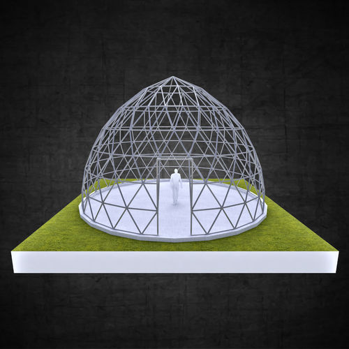 3D model Pointed dome geodesic triangulated structure wire frame struts ...