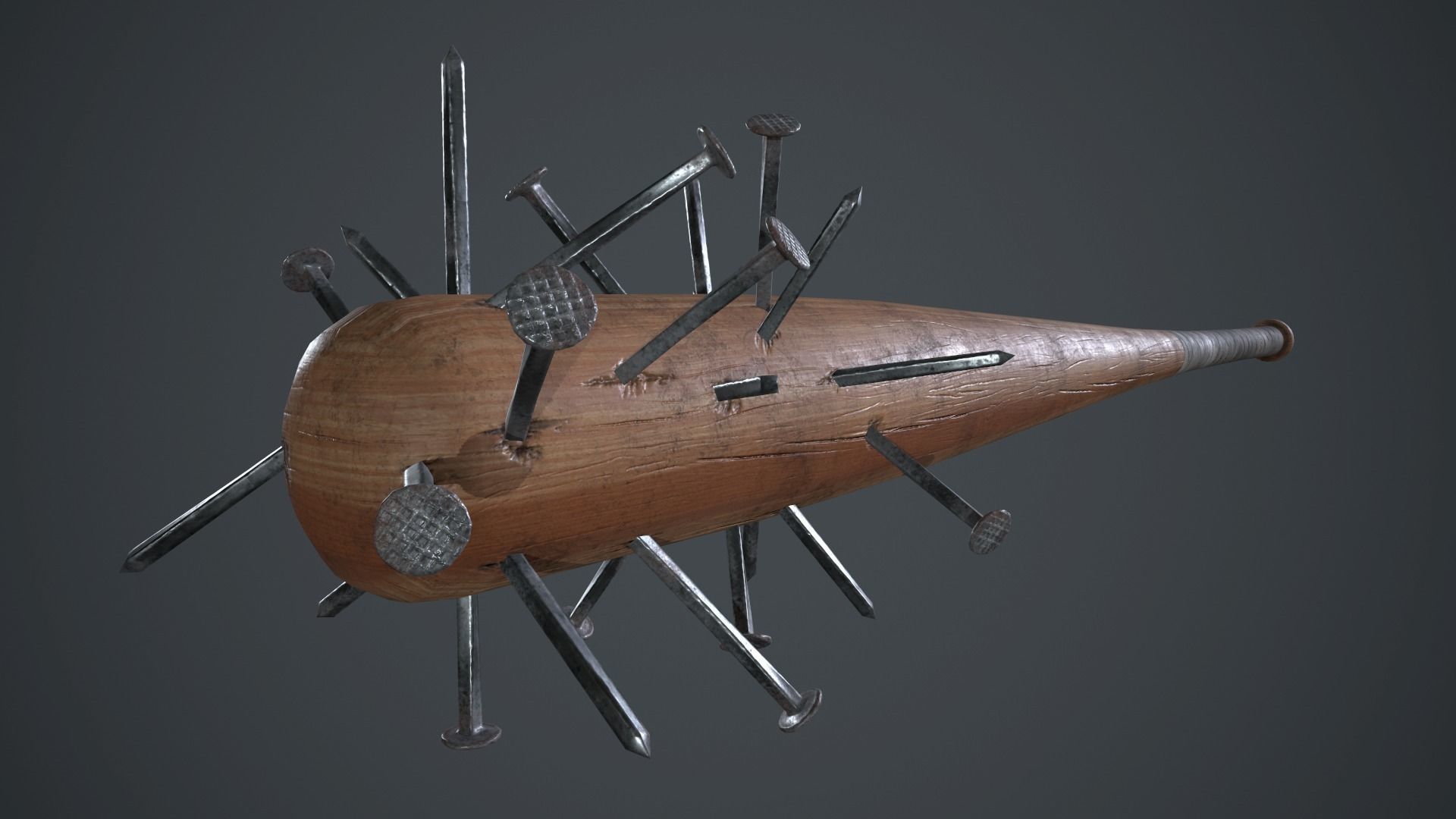 3D model Baseball Bat Weapon With Metal Nails PBR Game Ready VR / AR ...