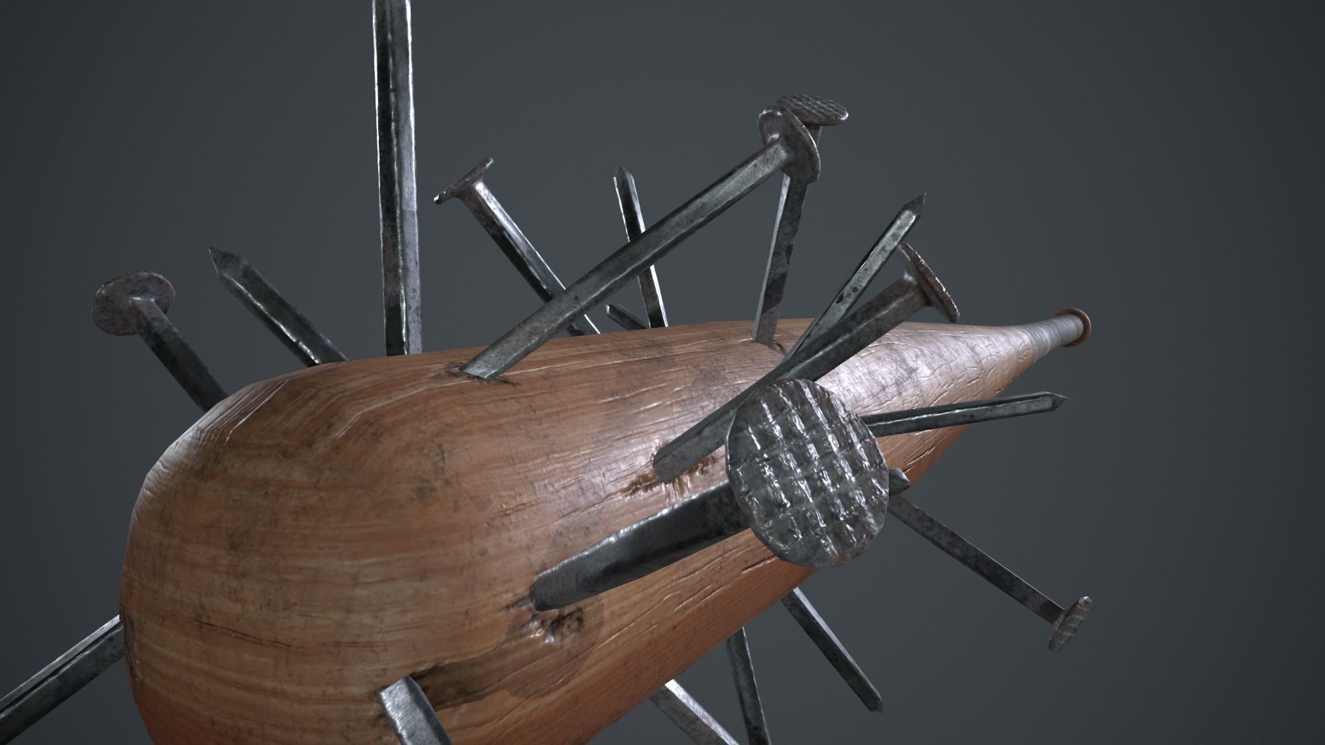 3D model Baseball Bat Weapon With Metal Nails PBR Game Ready VR / AR ...