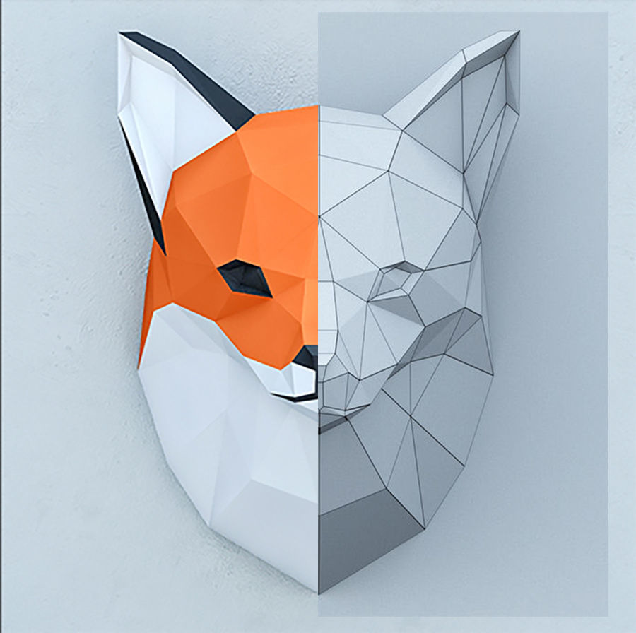 FOX PAPER HEAD 3D model | CGTrader