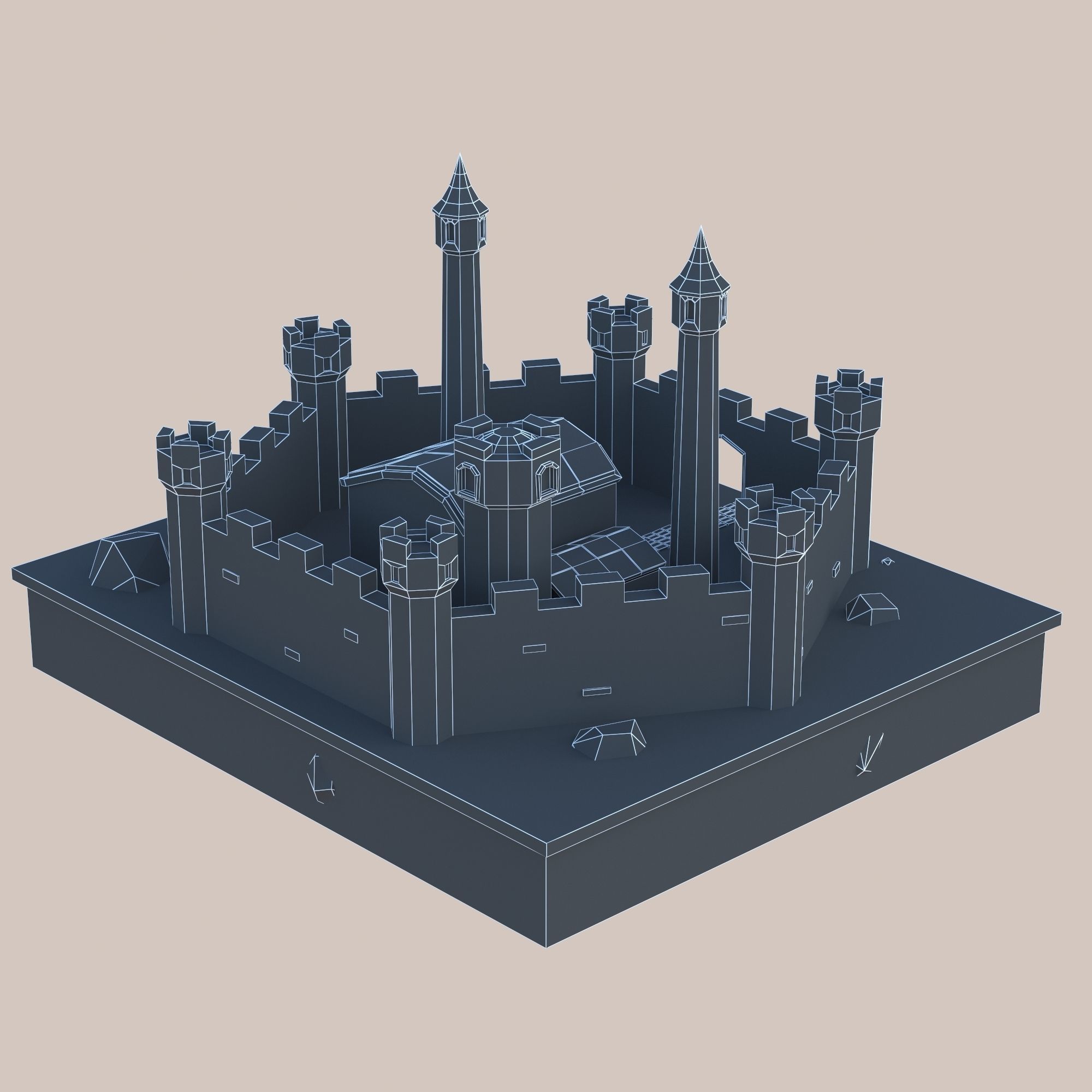 3D model low poly castle VR / AR / low-poly | CGTrader