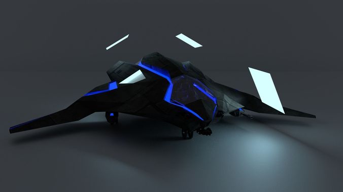 Sci-Fi Stealth Dropship and Light Gunship Hybrid 3D model rigged | CGTrader