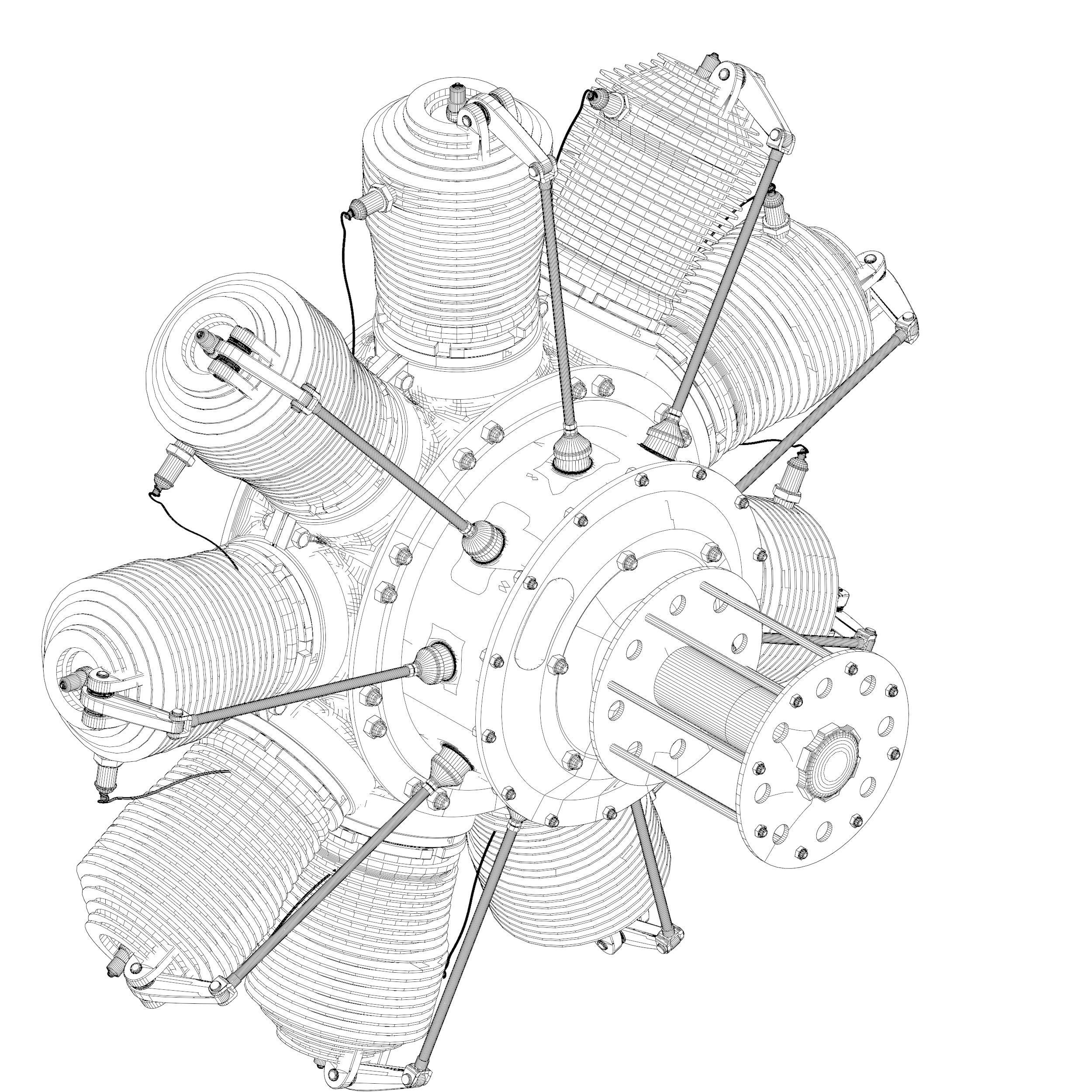 Rotary engine Gnome Monosoupape 3D model | CGTrader