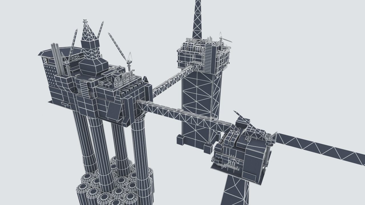 3D model Sleipner Vest offshore oil platform Cluster VR / AR / low-poly ...