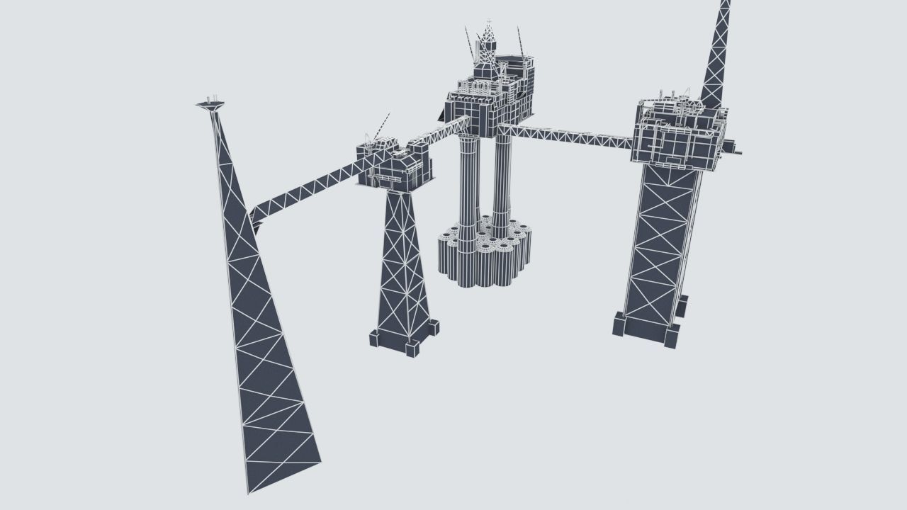 3D model Sleipner Vest offshore oil platform Cluster VR / AR / low-poly ...