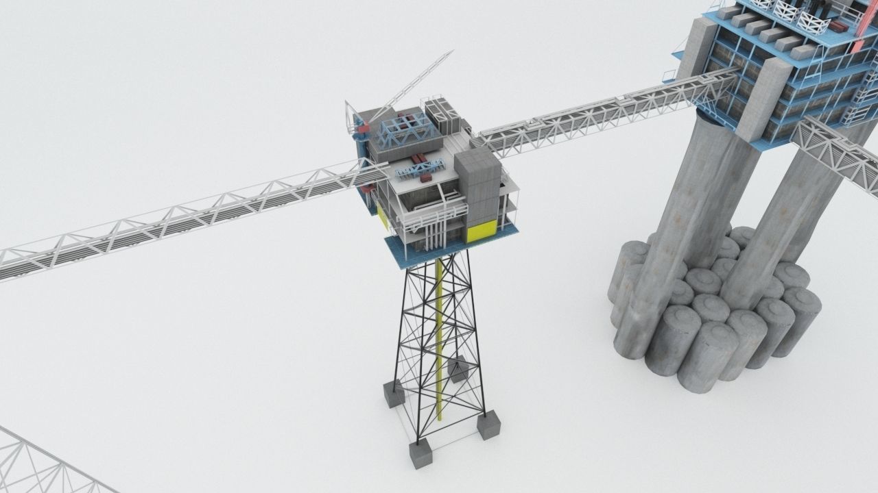 3D model Sleipner Vest offshore oil platform Cluster VR / AR / low-poly ...