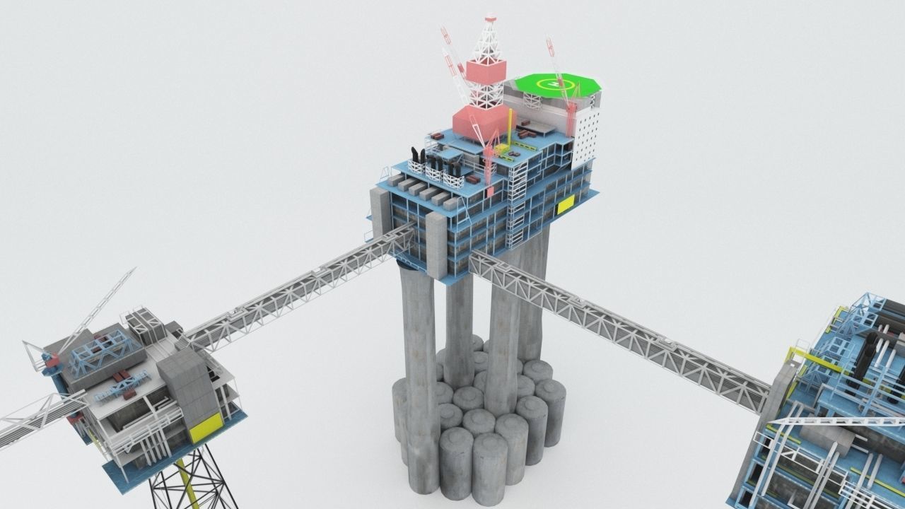 3D model Sleipner Vest offshore oil platform Cluster VR / AR / low-poly ...