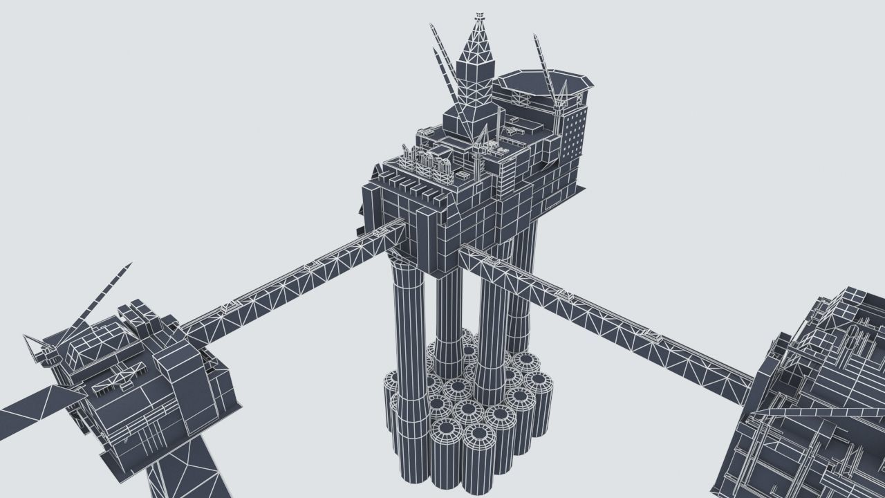 3D model Sleipner Vest offshore oil platform Cluster VR / AR / low-poly ...