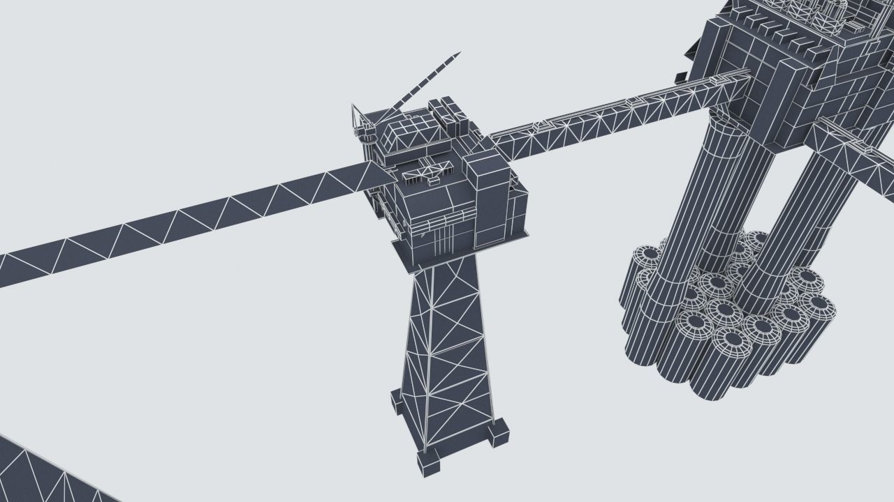 3D model Sleipner Vest offshore oil platform Cluster VR / AR / low-poly ...