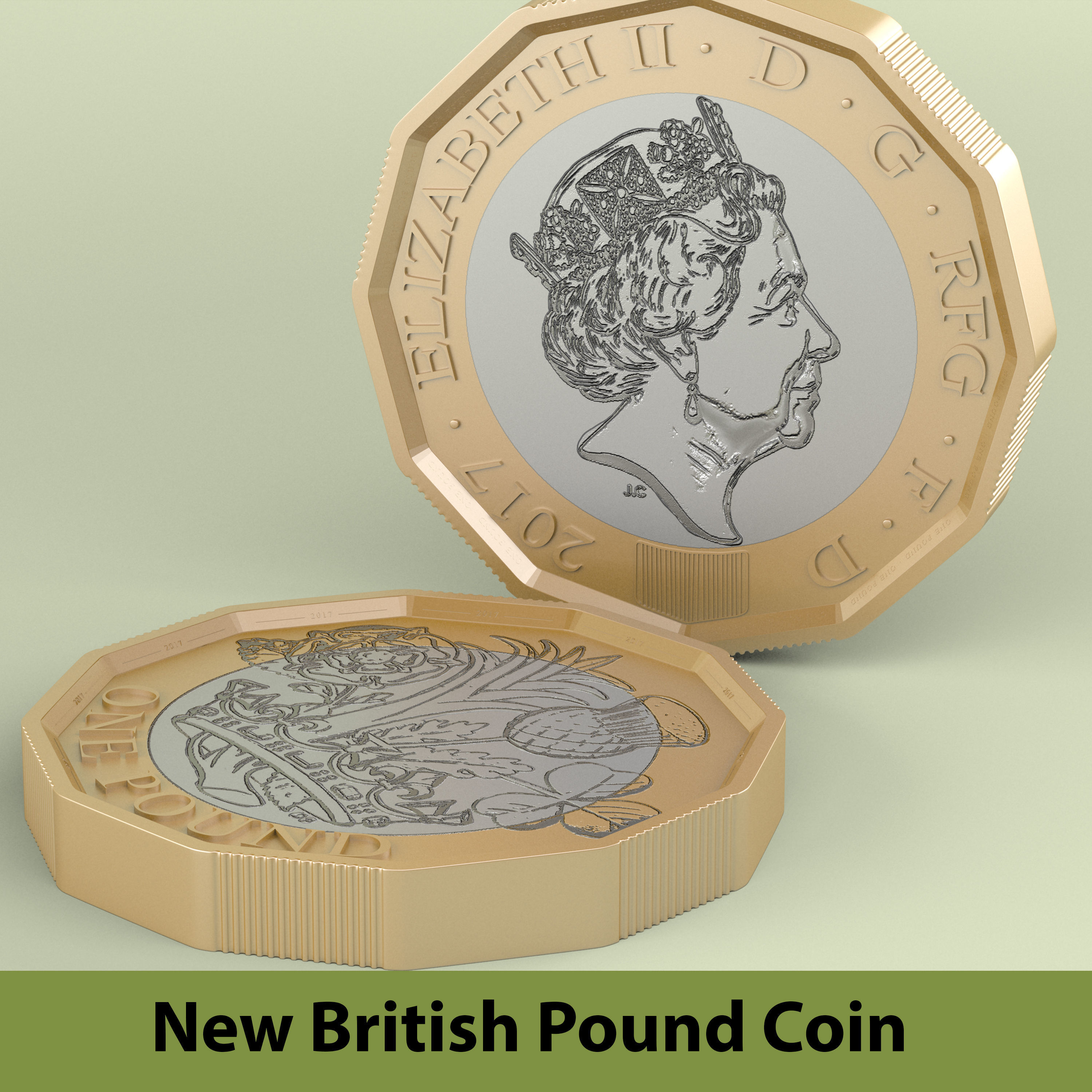 New British Pound Coin 3D model | CGTrader