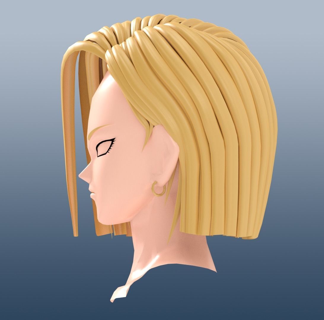 Android 18 hairstyle 3D 3D model | CGTrader