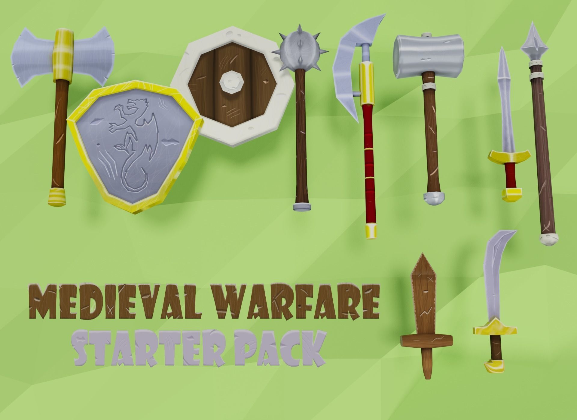 Low Poly Medieval Weapons Pack 3D model | CGTrader