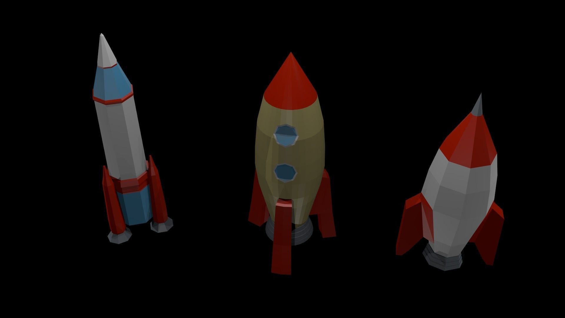 Low poly rockets 3D asset | CGTrader