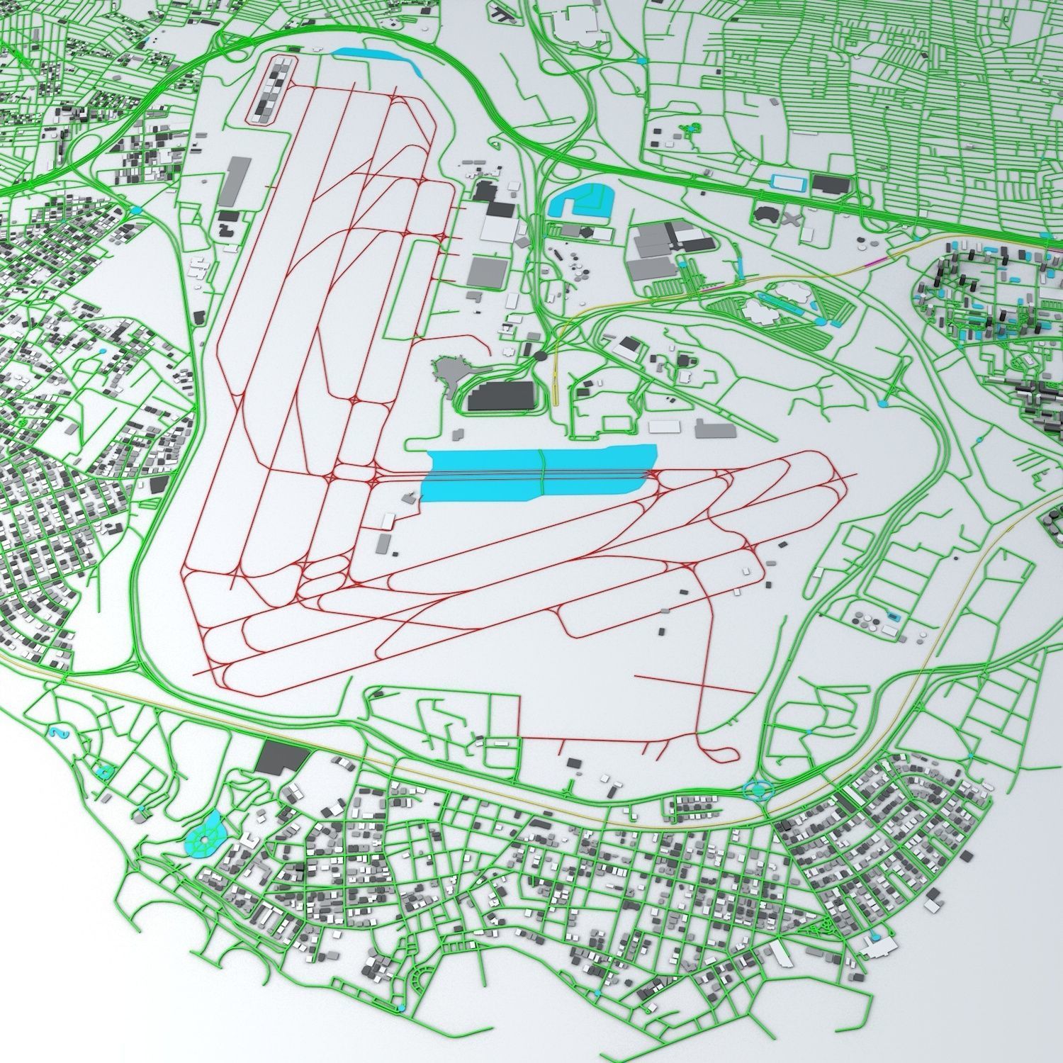 Istanbul Ataturk TAV Airport Roads Buildings and Public Trans 3D model ...