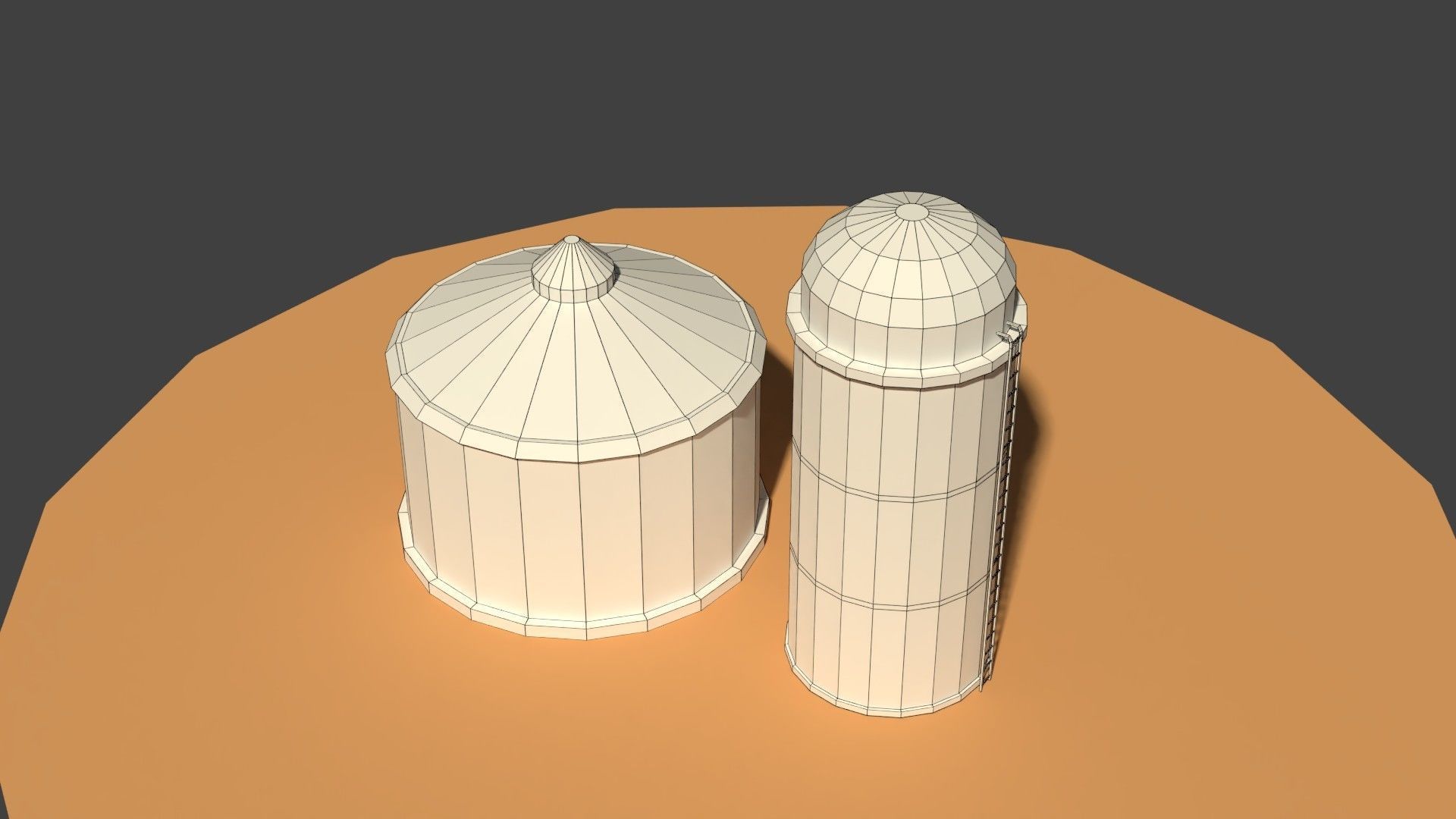 3D model Low Poly Farm Silos VR / AR / low-poly | CGTrader