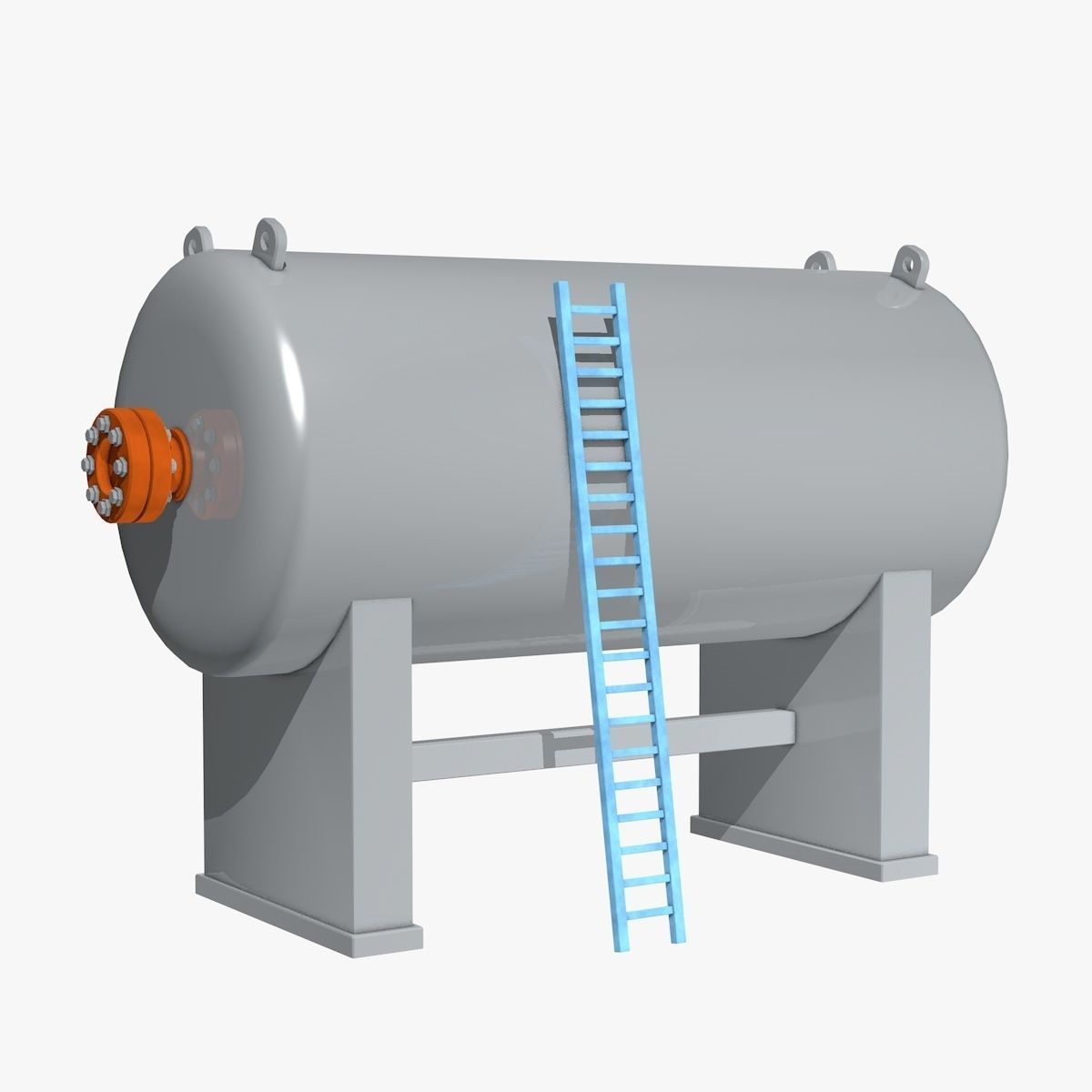 Industrial Boiler with Blue Ladder 3D model | CGTrader