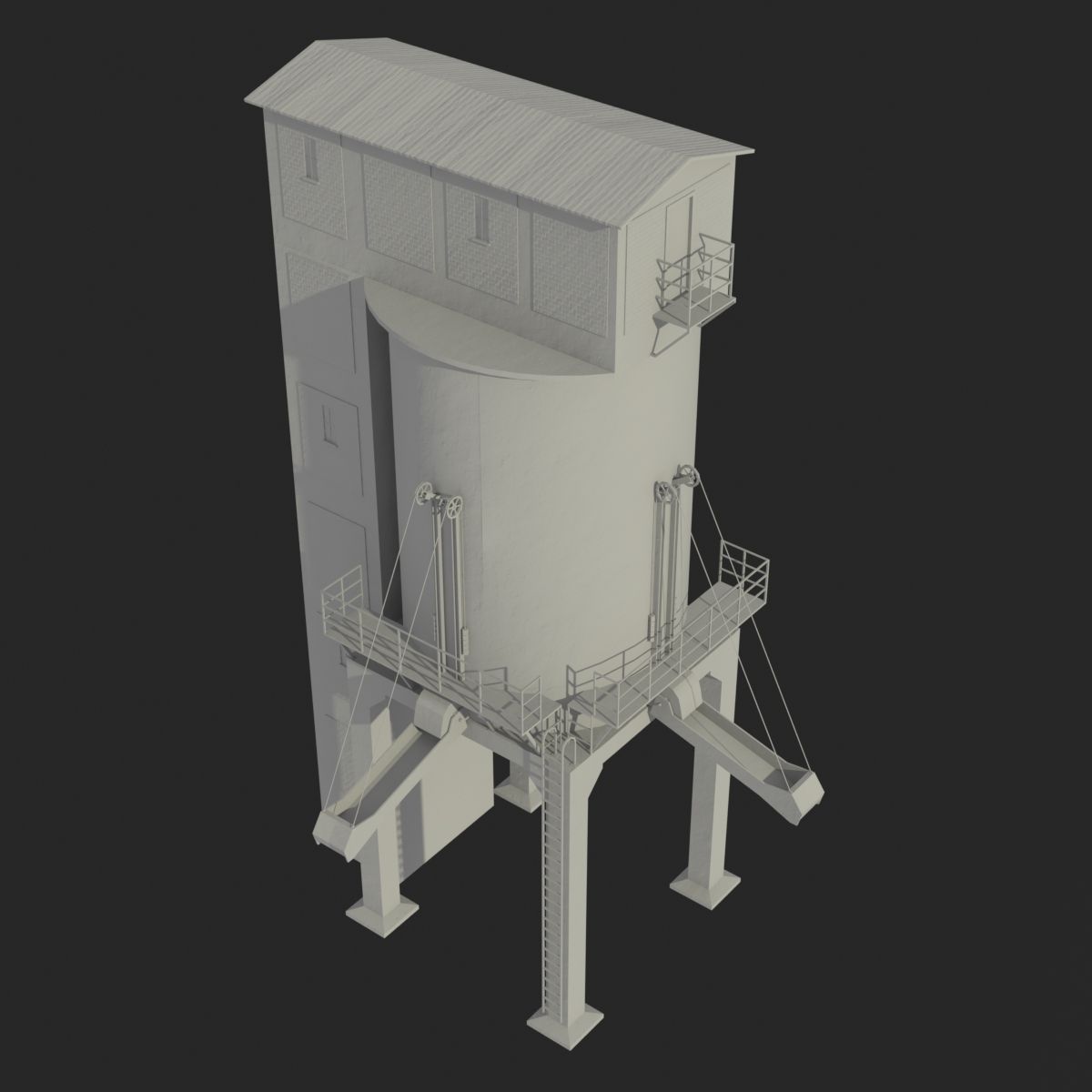 Concrete coal silo 3D model | CGTrader