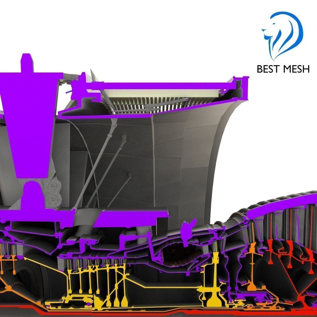 D-18T turbofan engine cutaway 3D model | CGTrader