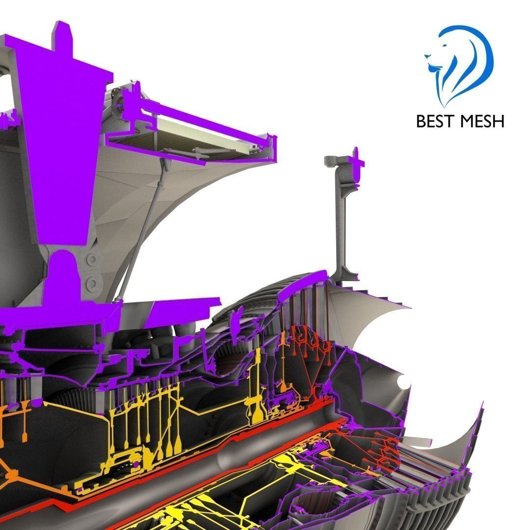D-18T turbofan engine cutaway 3D model | CGTrader