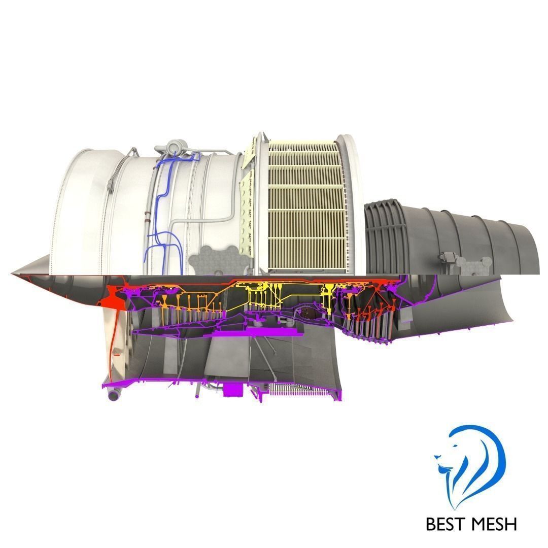 D-18T turbofan engine cutaway 3D model | CGTrader