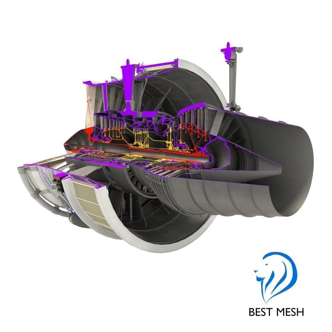 D-18T turbofan engine cutaway 3D model | CGTrader