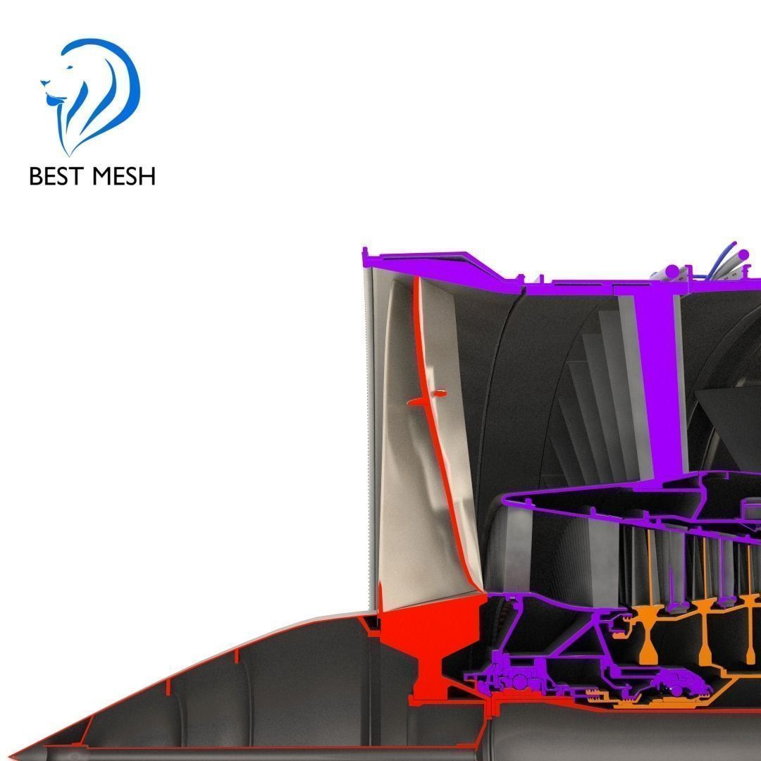 D-18T turbofan engine cutaway 3D model | CGTrader