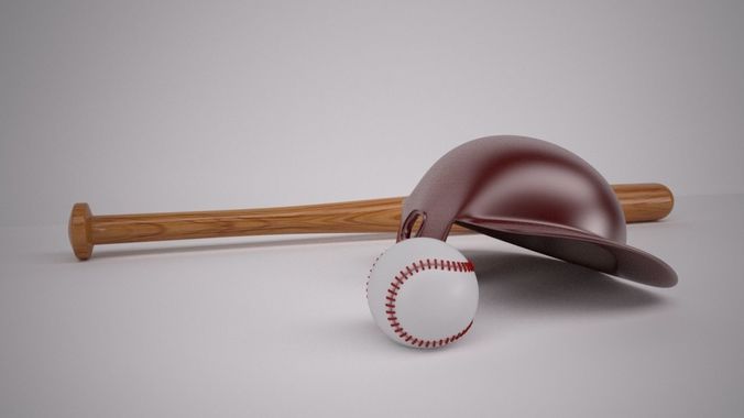 MLB Baseball Bat and Helmet 3D model | CGTrader